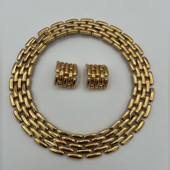 Givenchy | Jewelry | Givenchy Vintage 98s Gold Plated Panther Link Style Earring And Neckl ...